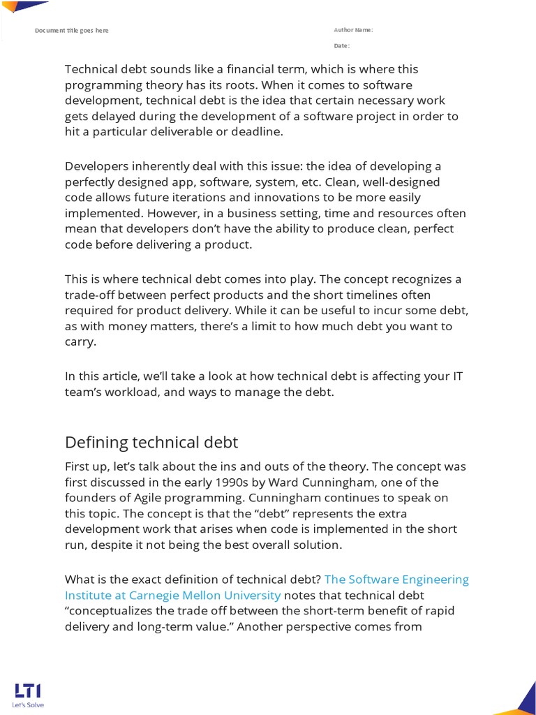 Management Of Technical Debts Pdf Agile Software Development