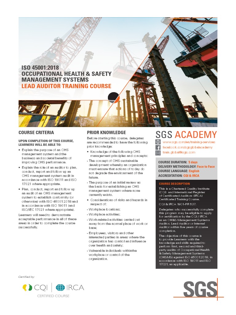 CBE Lead Auditor Course EN | PDF | Occupational Safety And Health ...