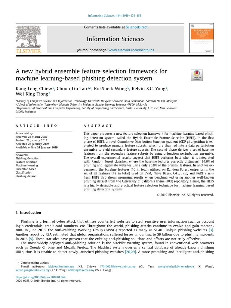 Information Sciences: Kang Leng Chiew, Choon Lin Tan, Koksheik Wong ...