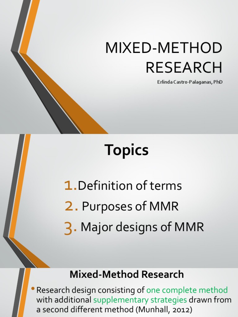 Mixed-Method Research: Erlinda Castro-Palaganas, PHD | PDF ...