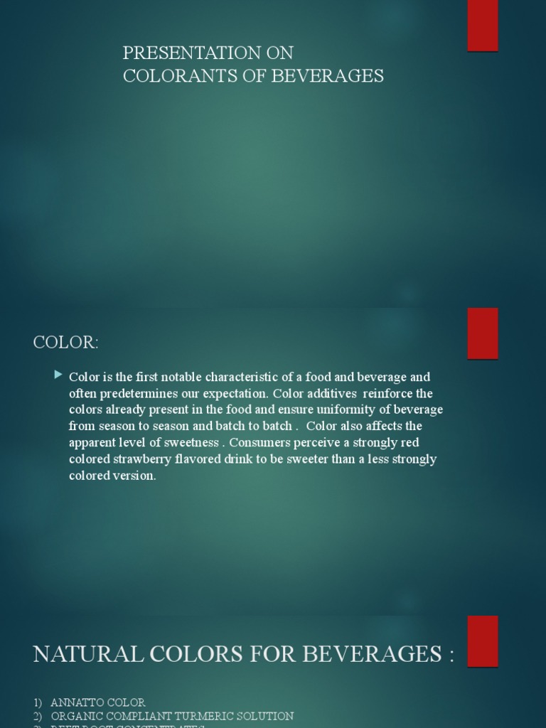 Presentation On Colorants of Beverages | Download Free PDF | Drink ...