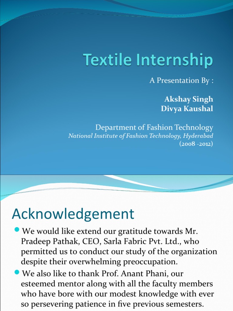 Sarla Fabric Pvt. Ltd. Internship | PDF | Textiles | Materials