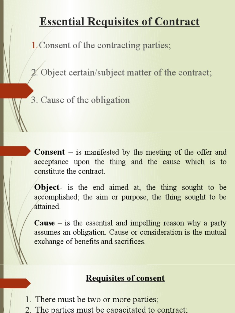 Essential Requisites of Contract | PDF | Offer And Acceptance | Public ...