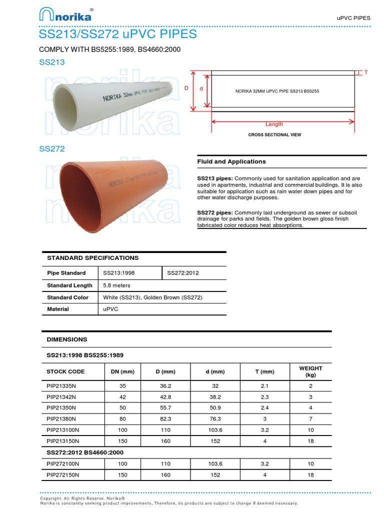 SS213 SS272 uPVC | PDF | Polyvinyl Chloride | Pipe (Fluid Conveyance)