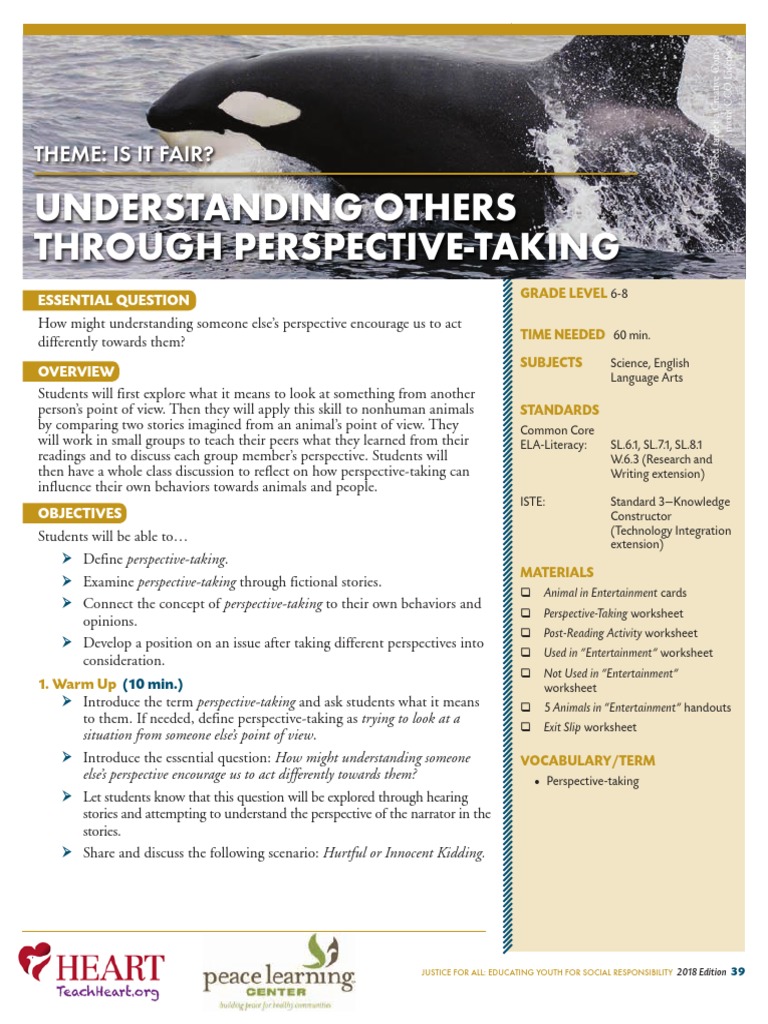 Understanding Others Through Perspective-Taking: Lesson Title | PDF ...