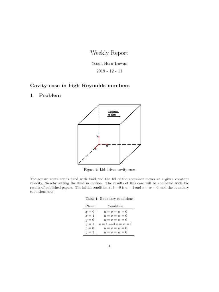 Weekly Report: Cavity Case in High Reynolds Numbers 1 Problem | PDF ...