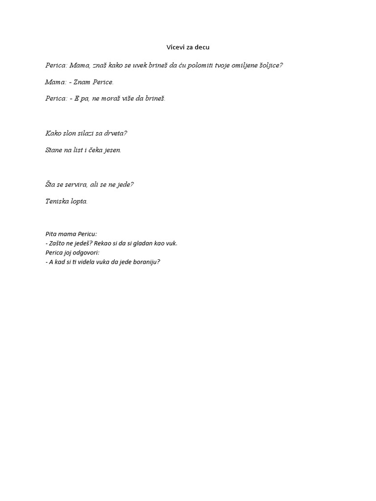 Vicevi Za Decu | PDF