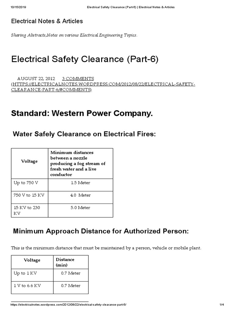 Electrical Safety Clearance (Part-6) - Electrical Notes & Articles ...