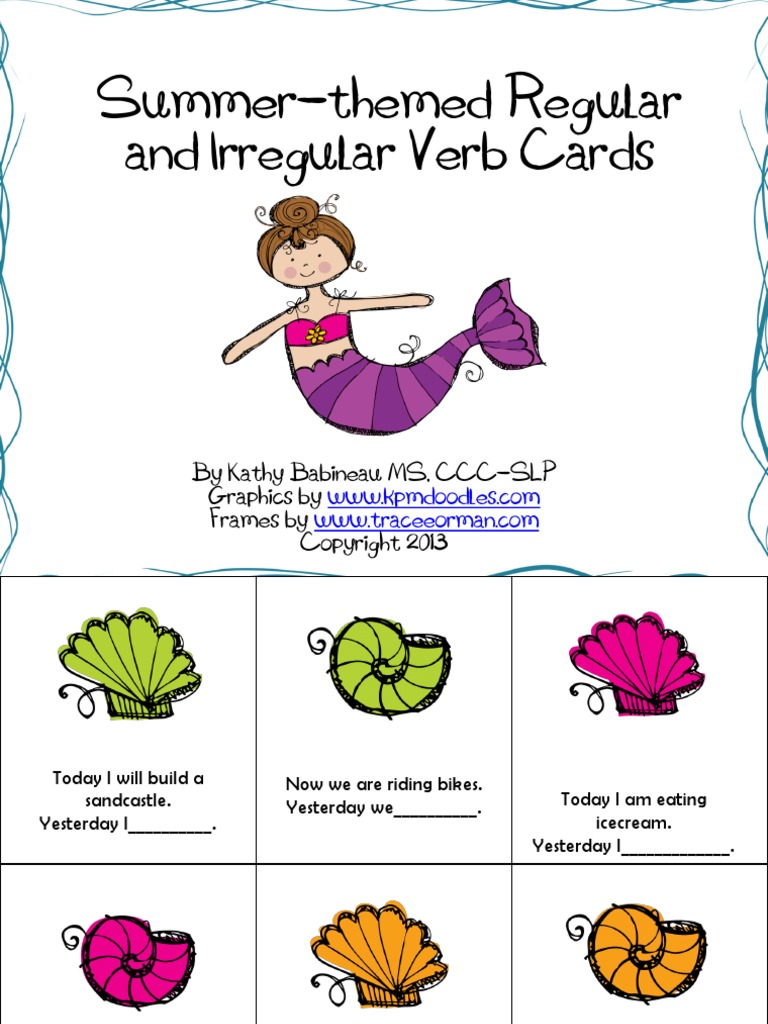 Summer-Themed Regular and Irregular Verb Cards: by Kathy Babineau MS ...