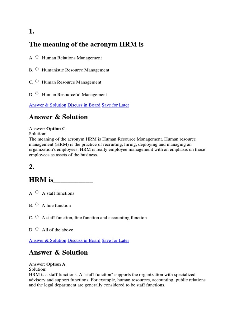The Meaning of The Acronym HRM Is A Huma PDF | PDF | Performance ...