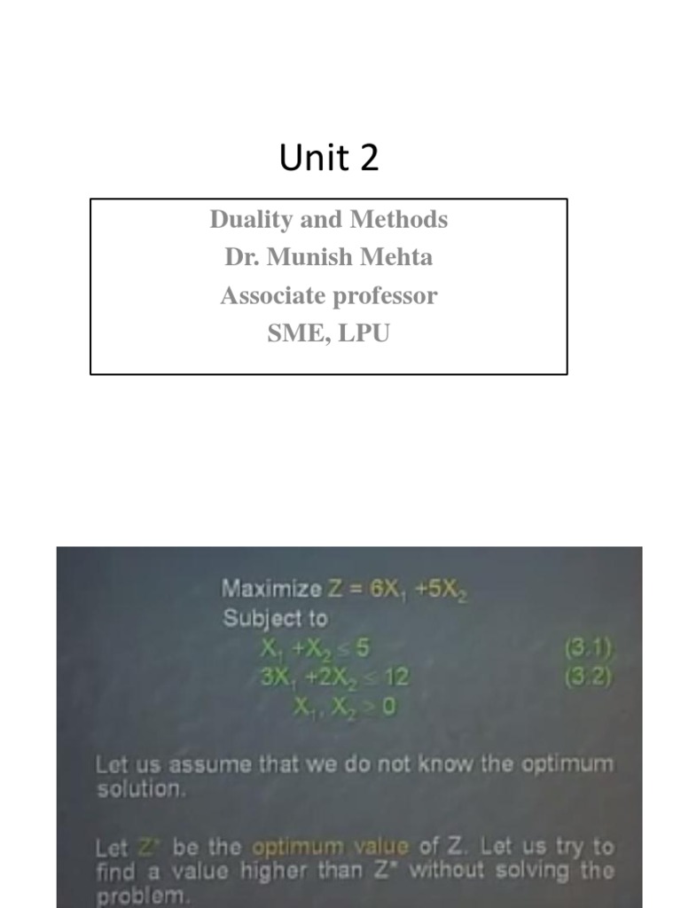 Unit 2 Duality | PDF | Linear Programming | Mathematical Optimization