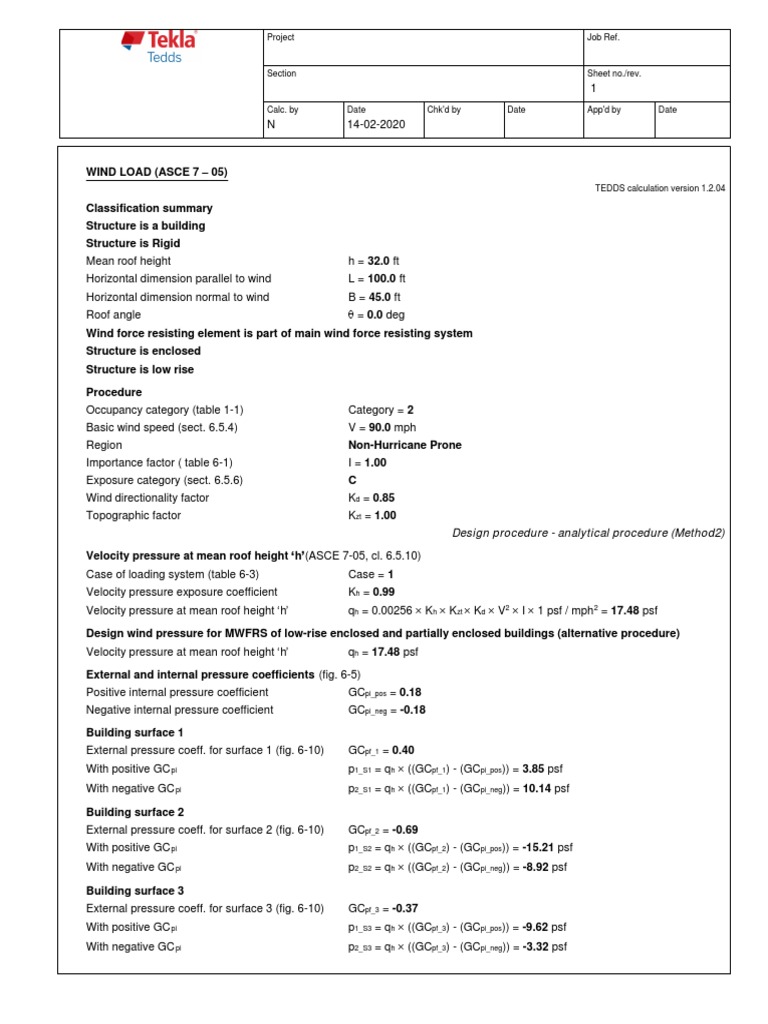 Wind Load MWFRS Example | PDF | Continuum Mechanics | Civil Engineering