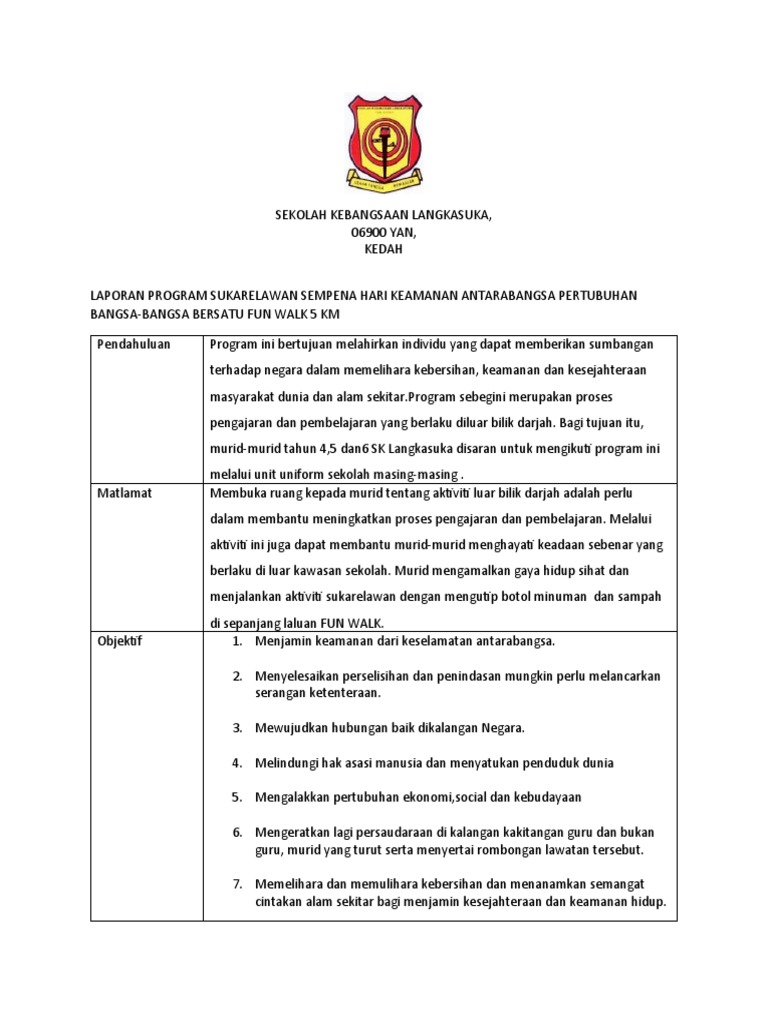 Laporan Program Sukarelawan SK Langkasuka | PDF