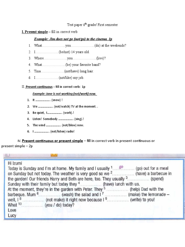 Test Paper 6th Grade | PDF