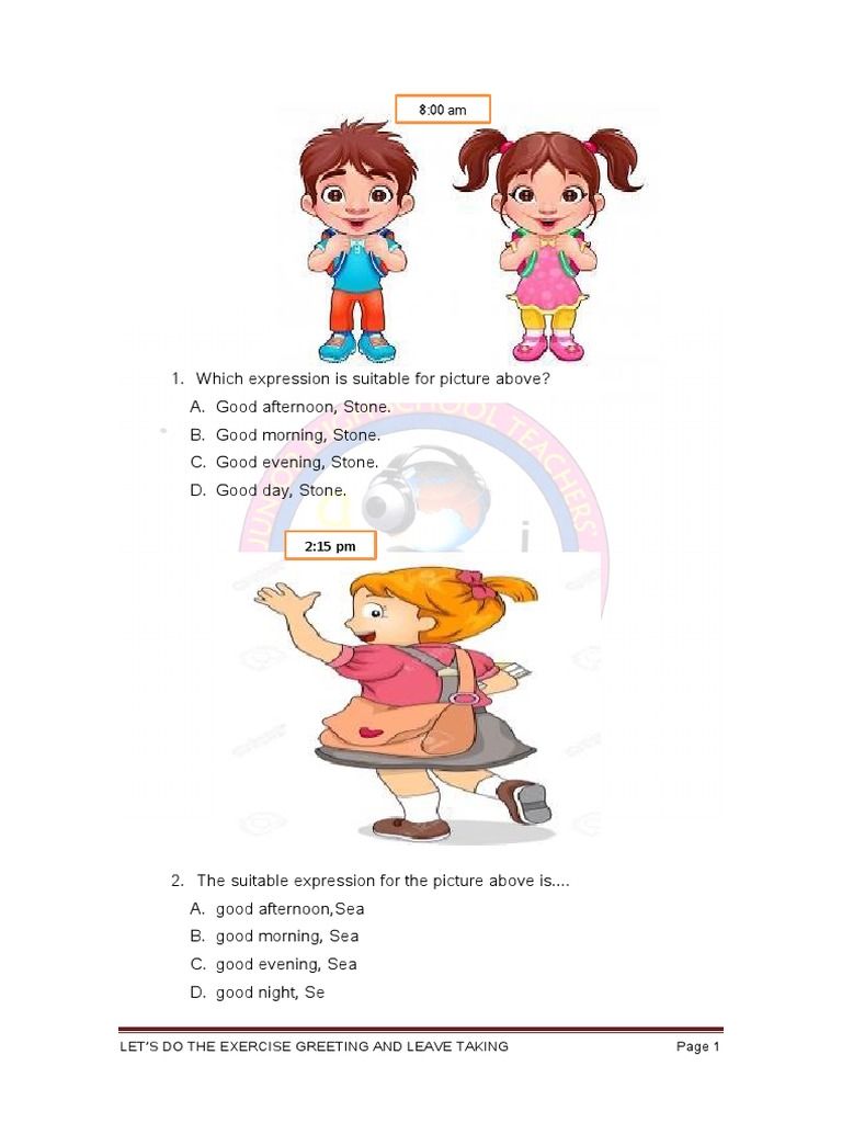 Exercises on Greetings and Leave Taking | PDF