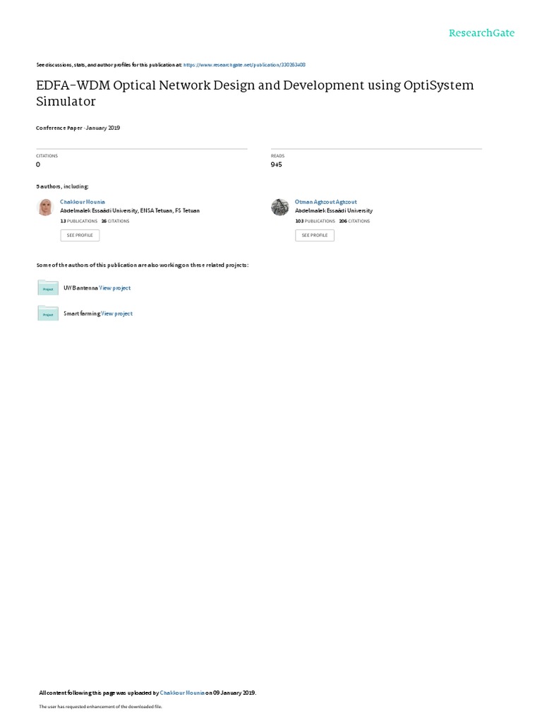 EDFA-WDM Optical Network Design and Development Us | PDF | Wavelength ...