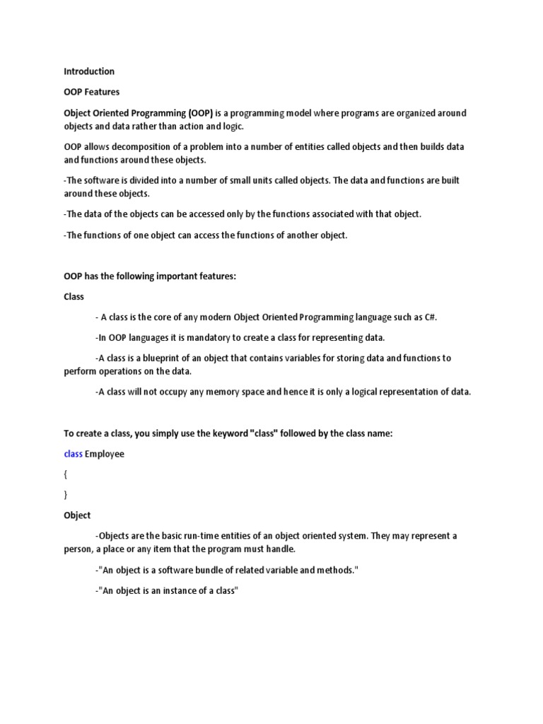 Week1b - OverviewOf OOP PDF | PDF | Object Oriented Programming ... Week1b - OverviewOf OOP PDF | PDF | Object Oriented Programming ...