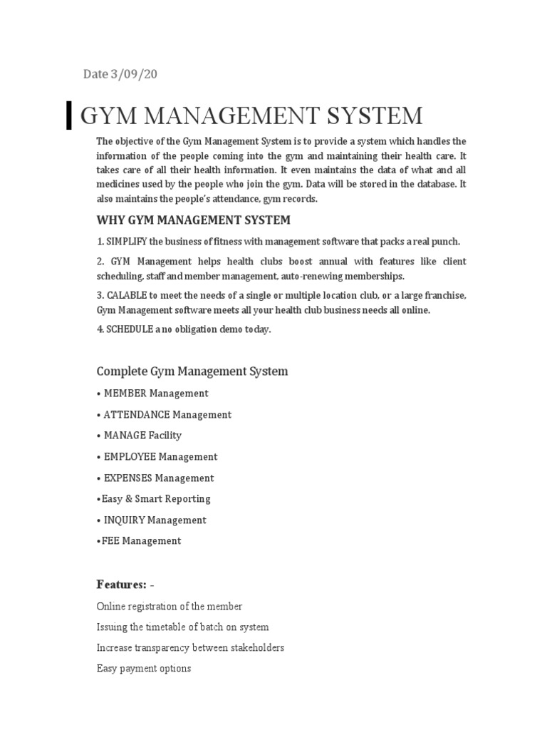 Comprehensive Gym Management System | PDF | Business
