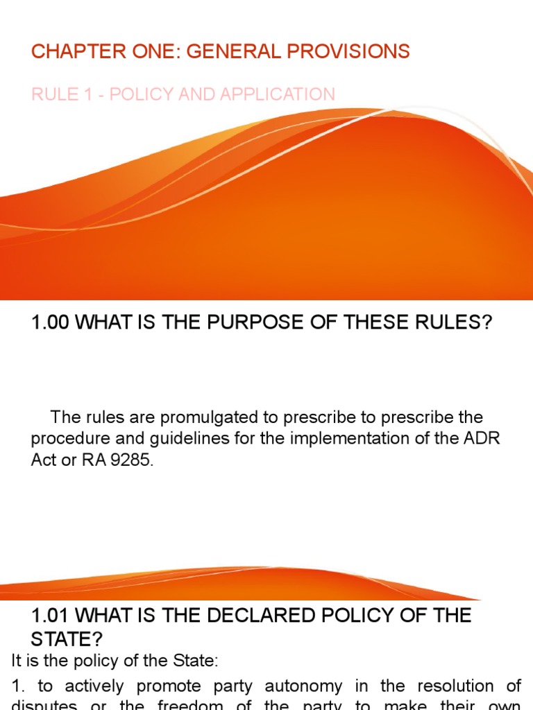 Overview of ADR Rules and Policies | PDF | Alternative Dispute ...