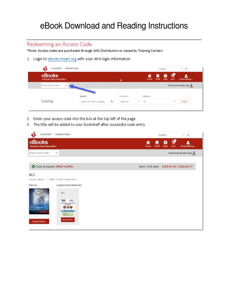 Ebook Download and Reading Instructions: Redeeming An Access Code | PDF ...