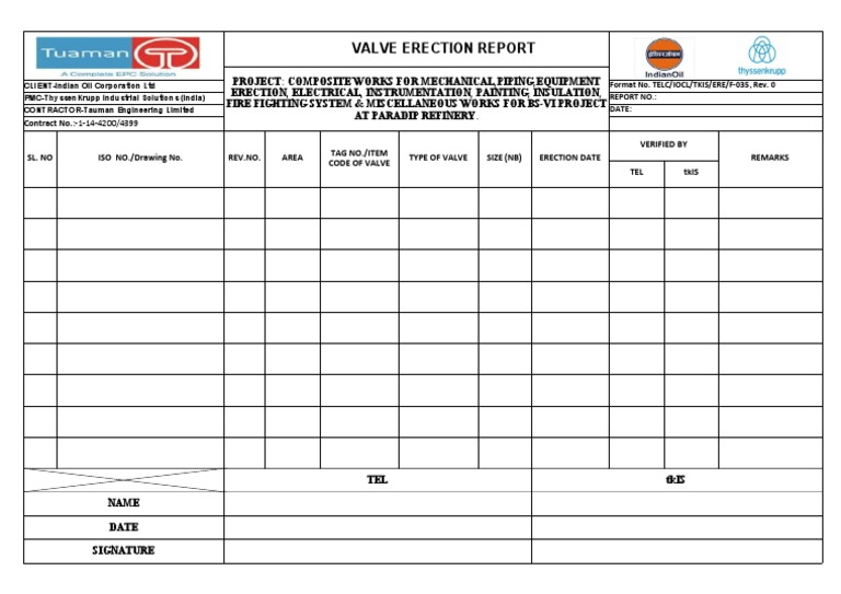 F-035 (Valve Erection Format) | PDF
