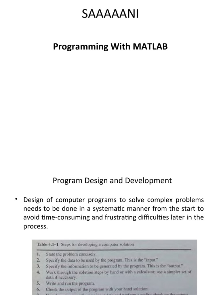 Lecture 4 Programmng With Matlab Pdf Control Flow Computer Program