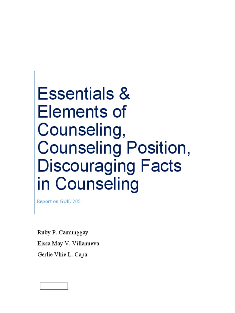 Essentials and Elements of Counseling | PDF | School Counselor ...