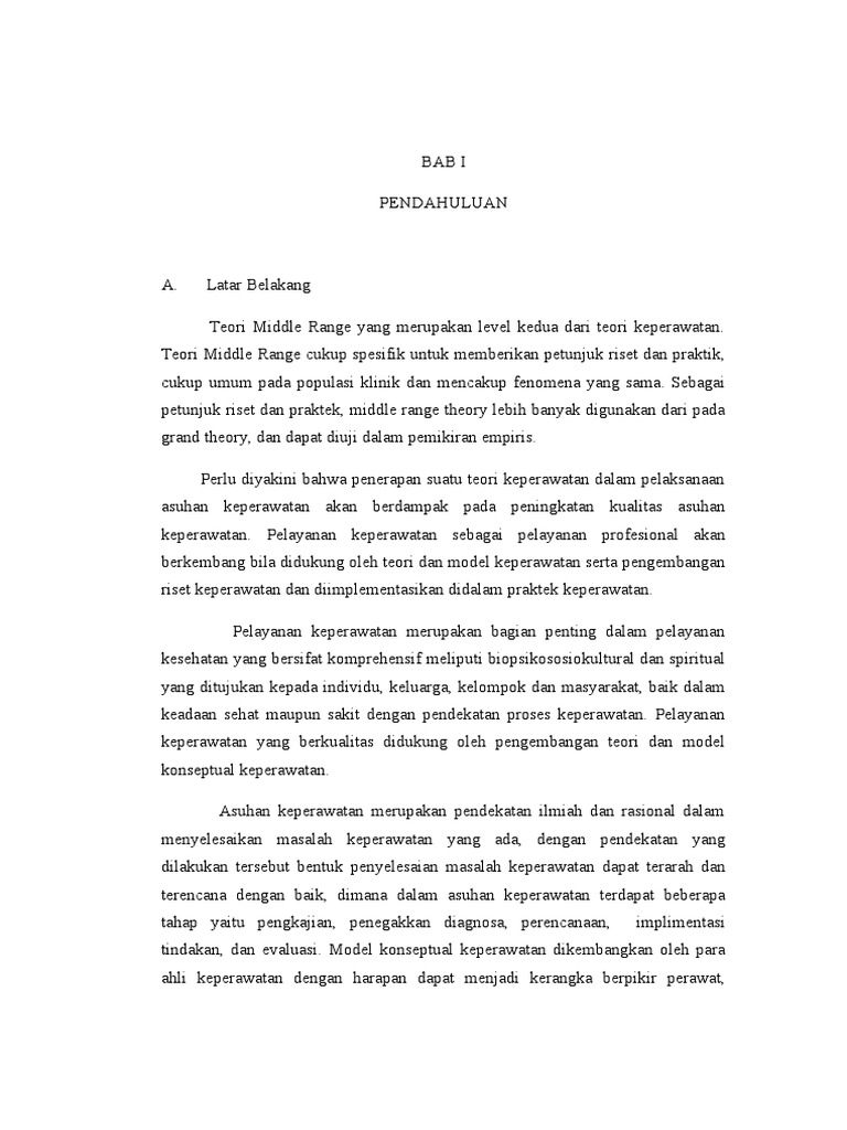 Konsep Teori Middle Range Keperawatan | PDF