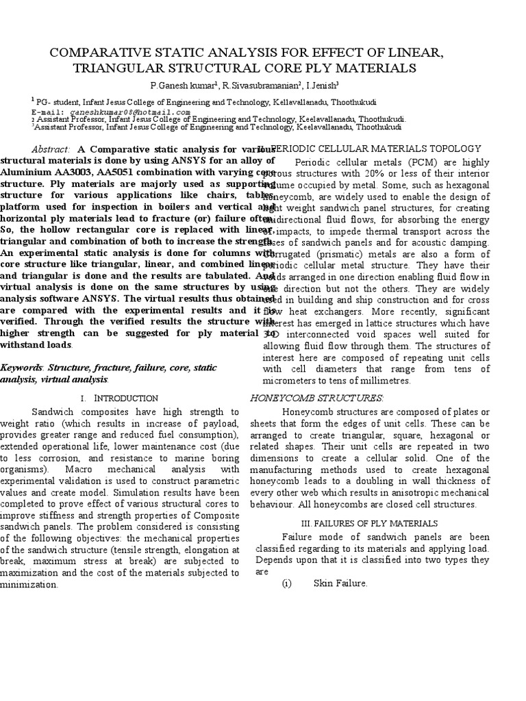 Comparative Static Analysis For Effect of Linear, Triangular Structural ...