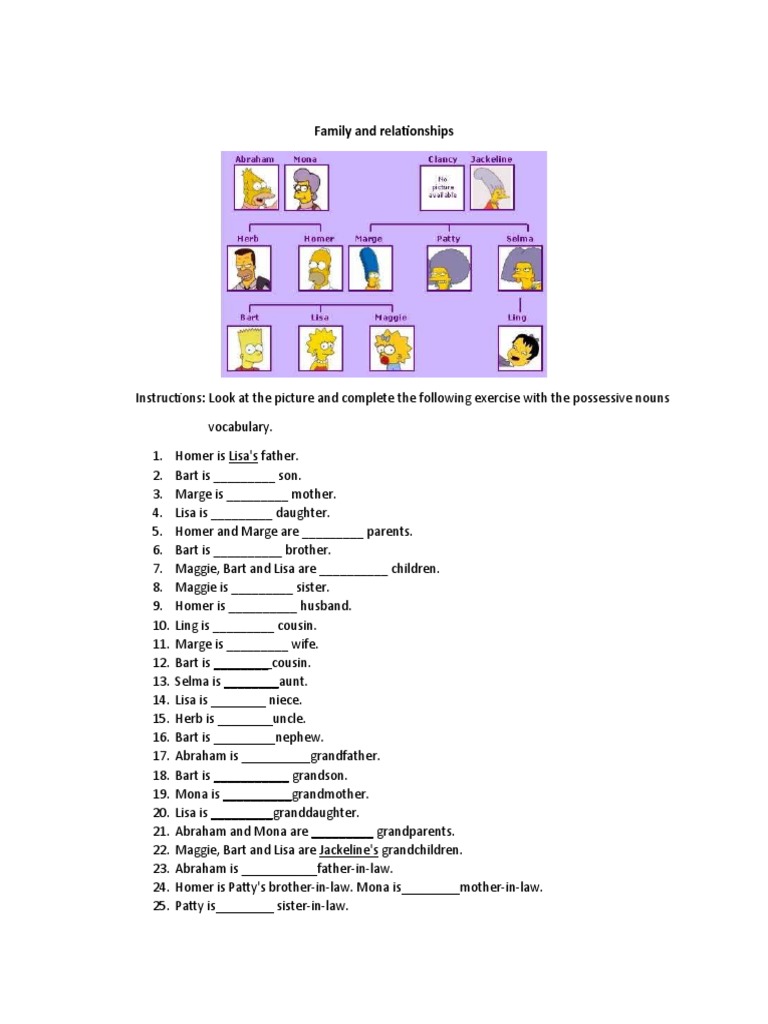 Family and Relationships Worksheet | PDF