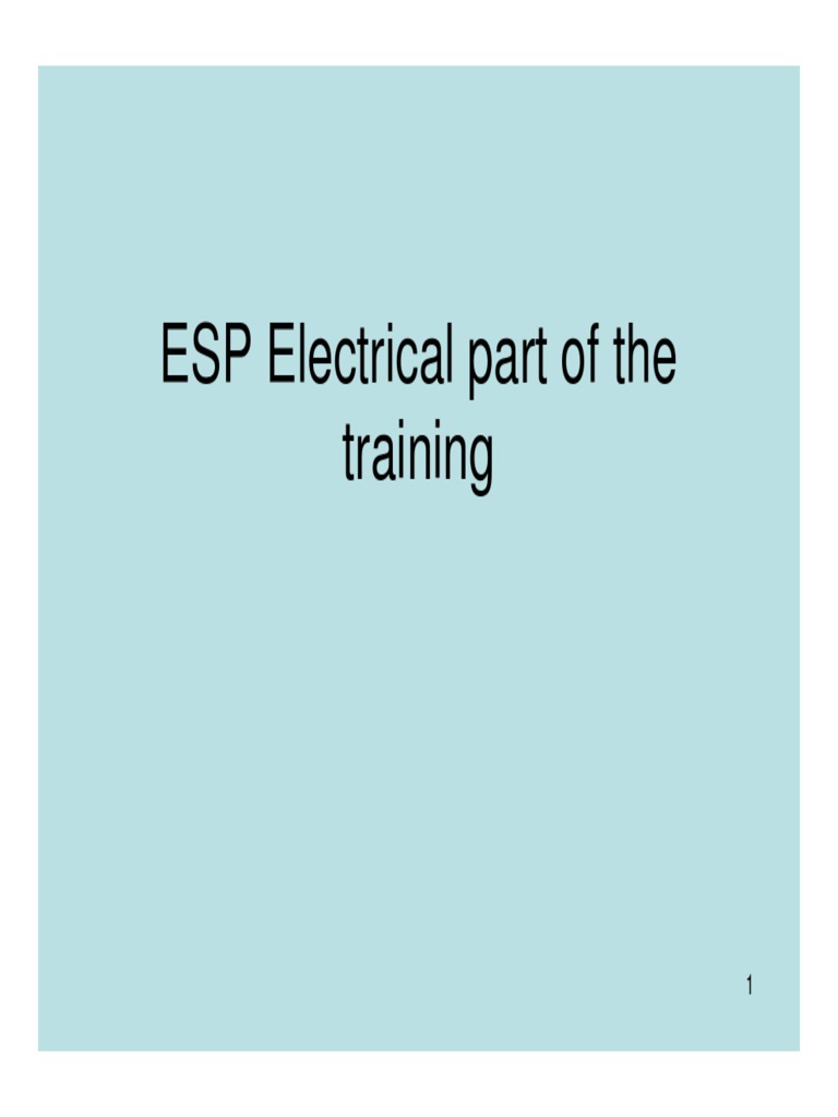 ESP Electrical Part of The Training | PDF | Rectifier | Switch
