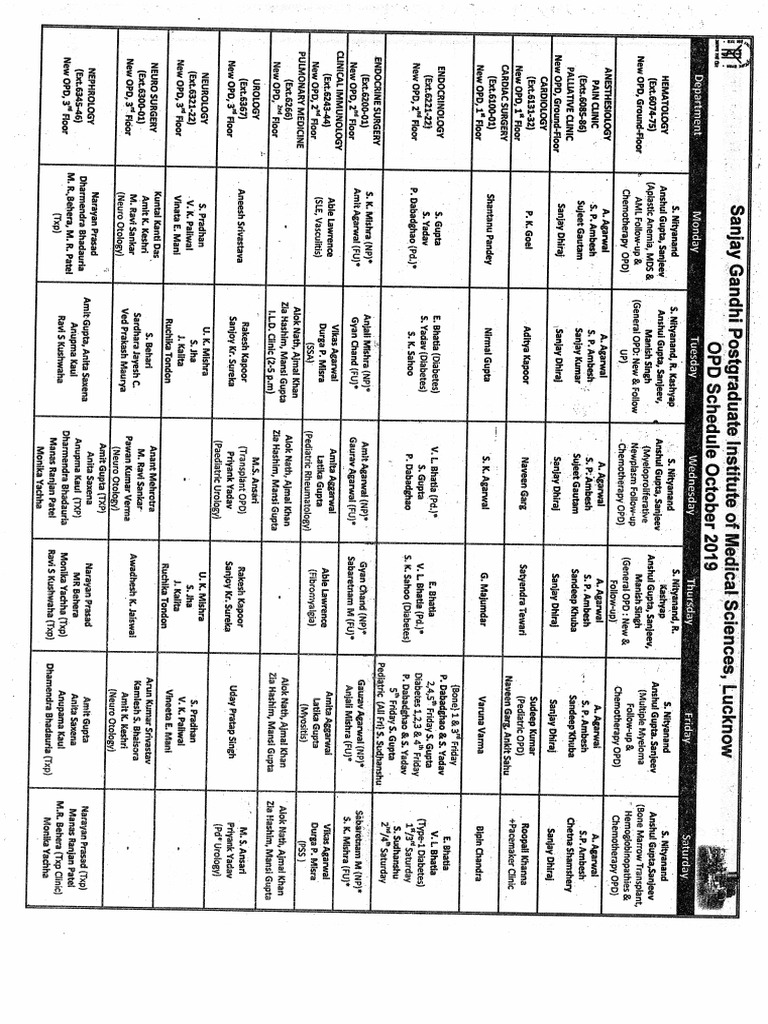 Opd Schedule | PDF