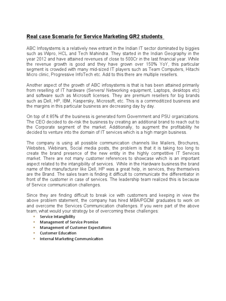 Real Case Scenario For Service Marketing GR2 Students | PDF | Dell ...