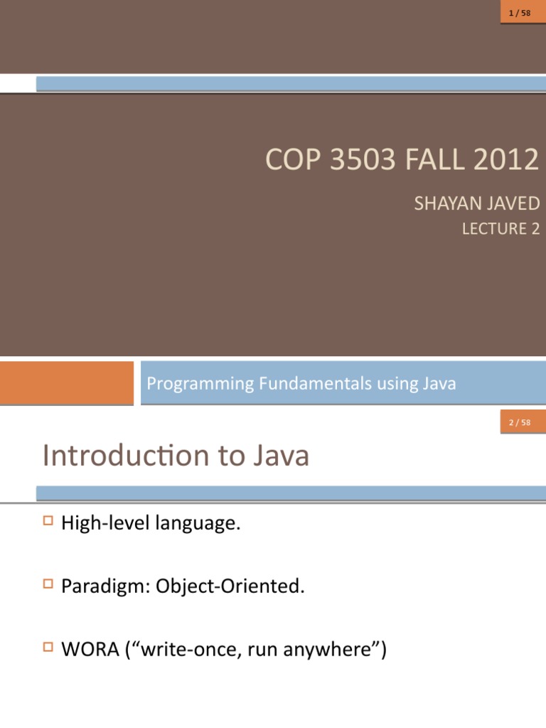 COP 3503 FALL 2012: Shayan Javed | PDF | Constructor (Object Oriented Programming) | Programming