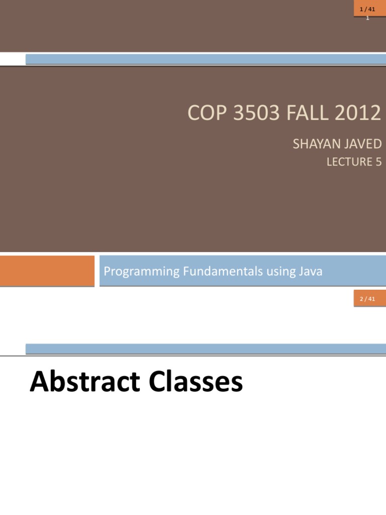 COP 3503 FALL 2012: Shayan Javed | PDF | Class (Computer Programming) | Method (Computer ...