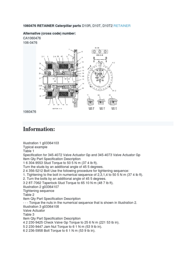 Caterpillar D10R/T Retainer Guide | PDF