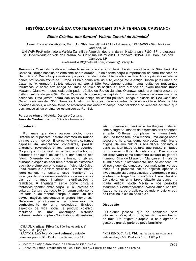 História Do Ballet | PDF | Balé | Humano