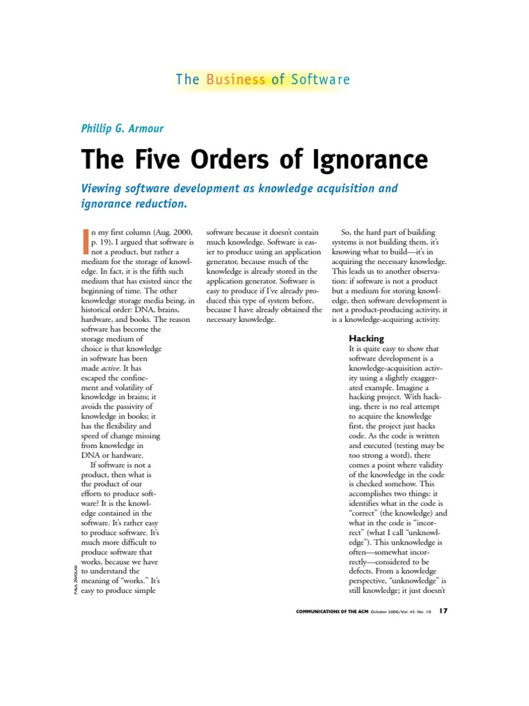 The Five Orders of Ignorance | PDF | System | Ignorance