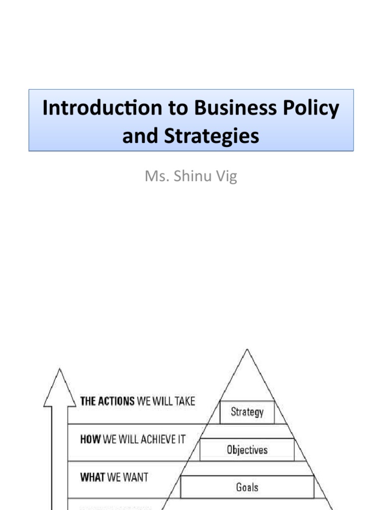 Introduction To Business Policy and Strategies Introduction To Business ...