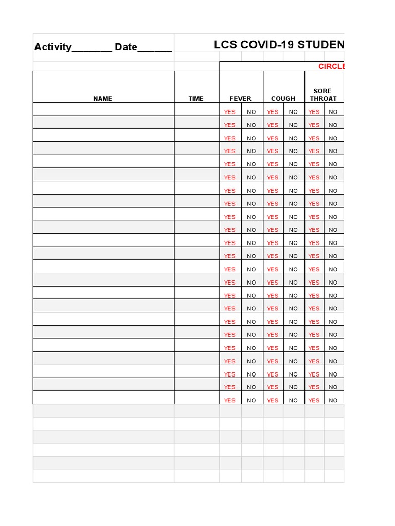Covid Student Athlete Check in Summer | PDF | Otorhinolaryngology ...
