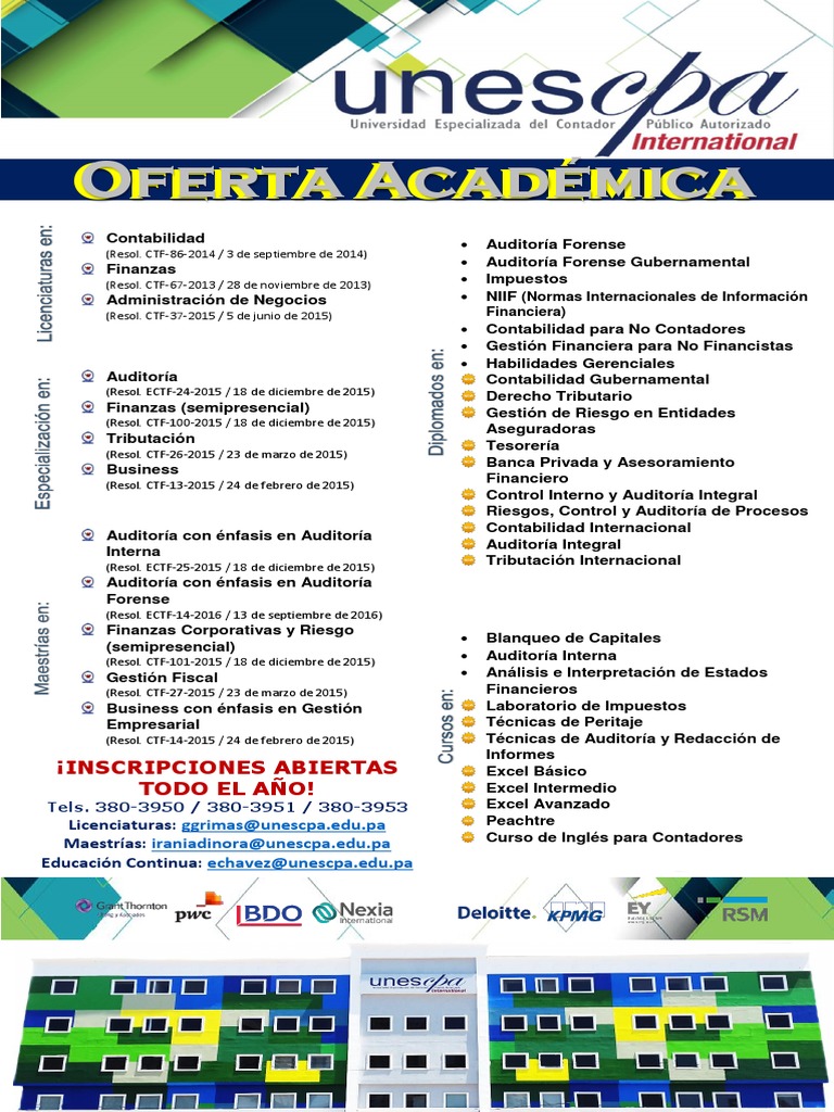 Oferta Académica Generico Unescpa New Final 2018 | PDF | Auditoría ...