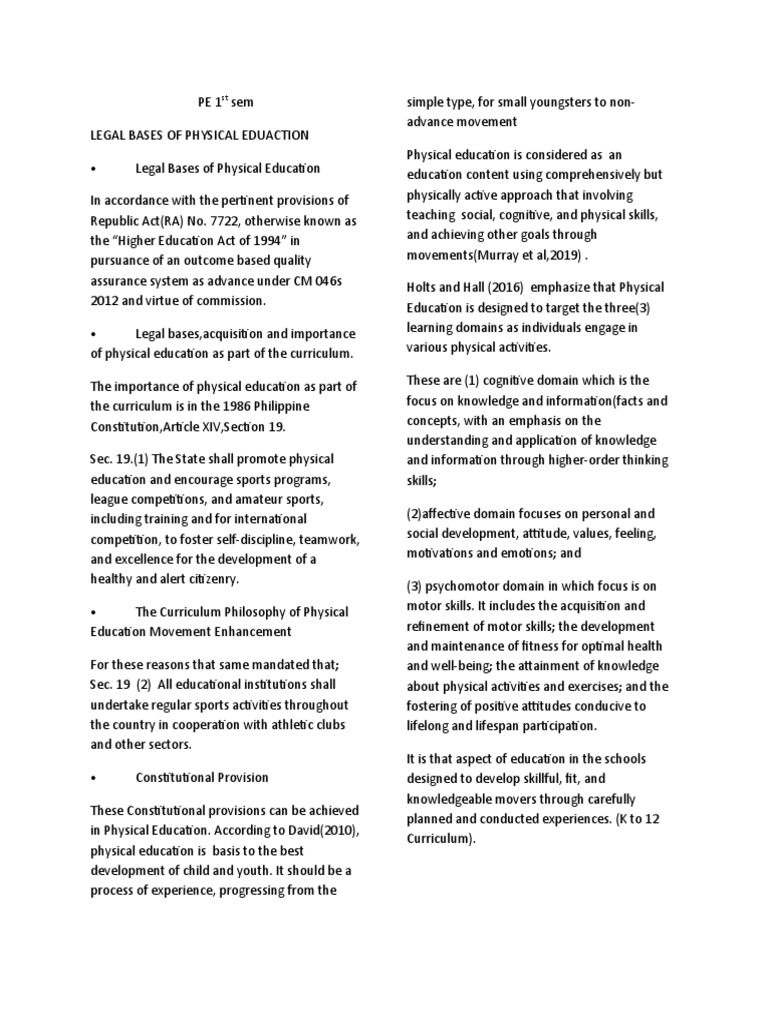 Physical Education Notes For Freshmen | PDF | Physical Education | Heart