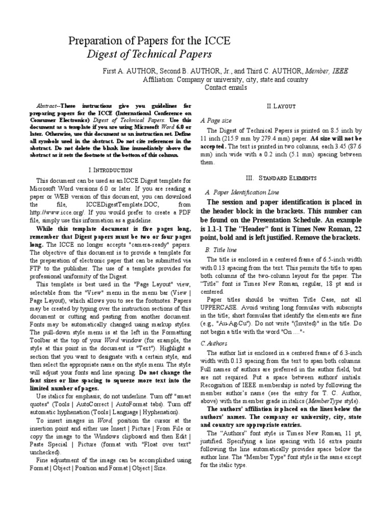 ICCE Paper Preparation Guidelines | PDF | Note (Typography) | Page Layout
