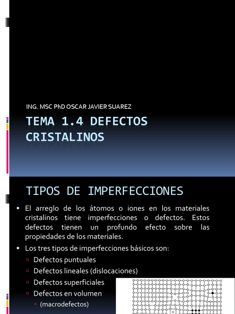 Tema 1 Defectos en Solidos | PDF | Dislocación | Química analítica