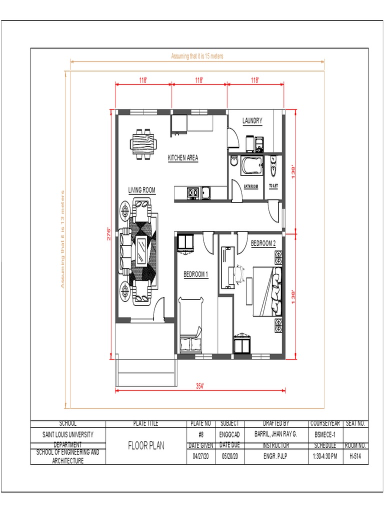 Assuming That It Is 15 Meters: Floor Plan | PDF