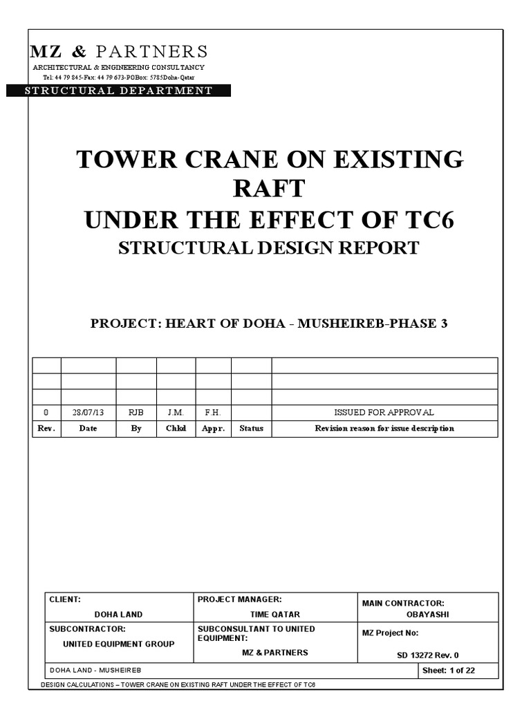 Tower Crane Design on Raft Foundation | PDF | Strength Of Materials ...