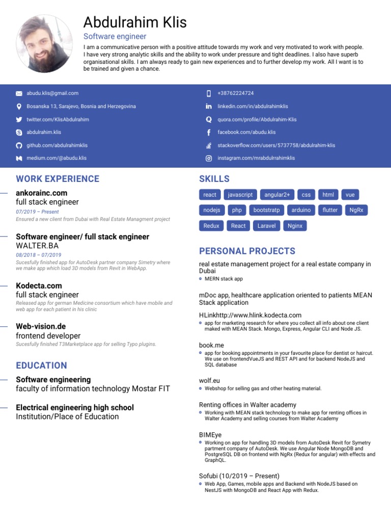 Abdulrahim Klis: Software Engineer | Download Free PDF | Web Application | Hypertext