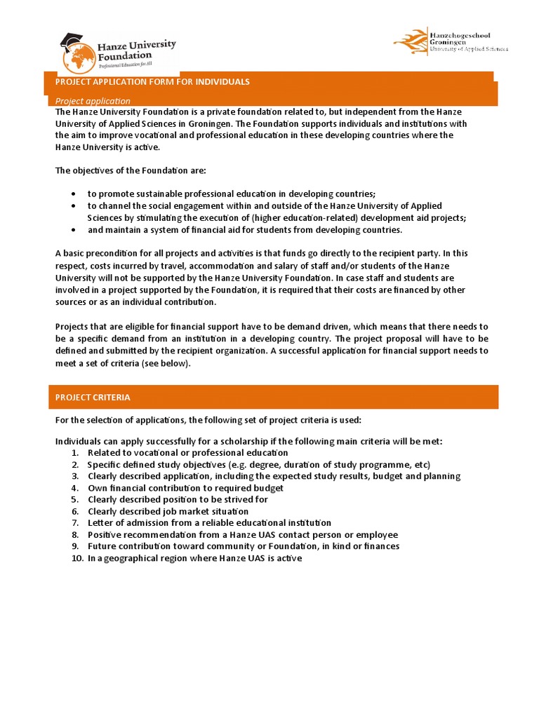 Hanze University Project Application Form | PDF | Economies | Labour