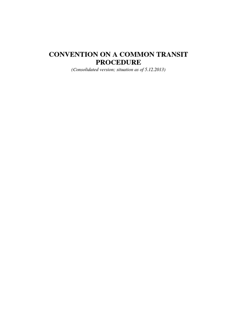 Transit Convention - en | PDF | Cites | Government