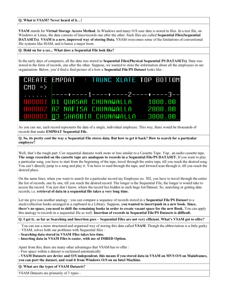 Vsam Notes Pdf Database Index Data Management